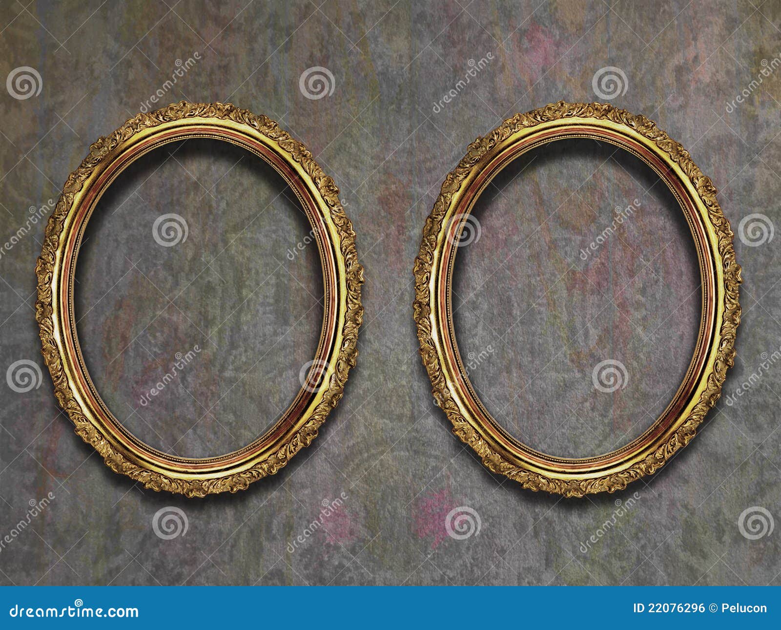 Two Guilded Frames on Old Wallpaper Stock Photo - Image of frames ...