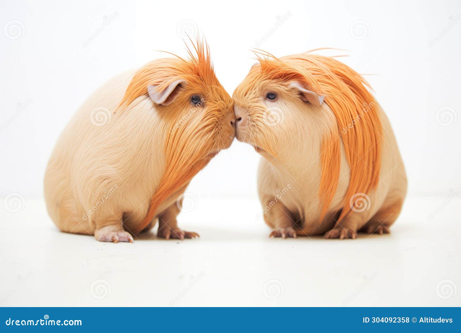 Two Guinea Pigs Facing Each Other, Both Squeaking Stock Photo - Image ...