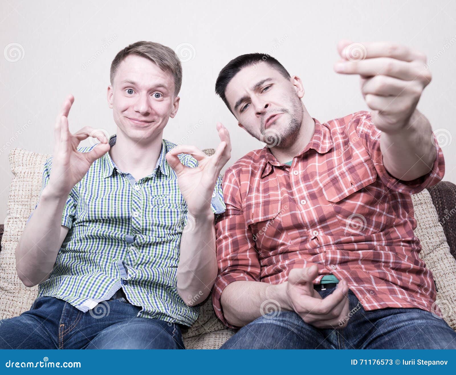 Two Guys with Funny Gestures Stock Image - Image of happiness, style ...