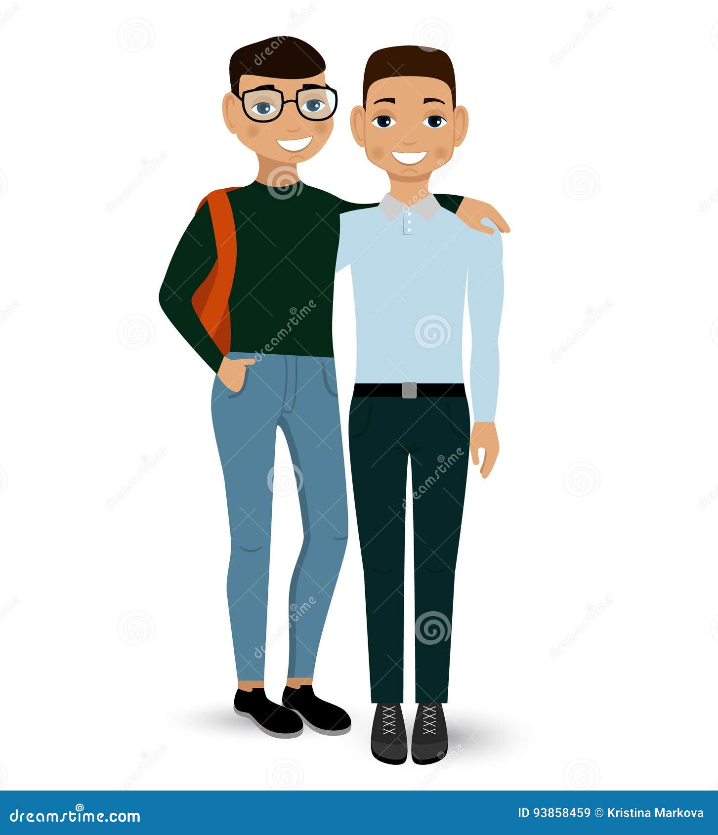 Two Guys Hug. Vector. Young People. Stock Vector - Illustration of ...