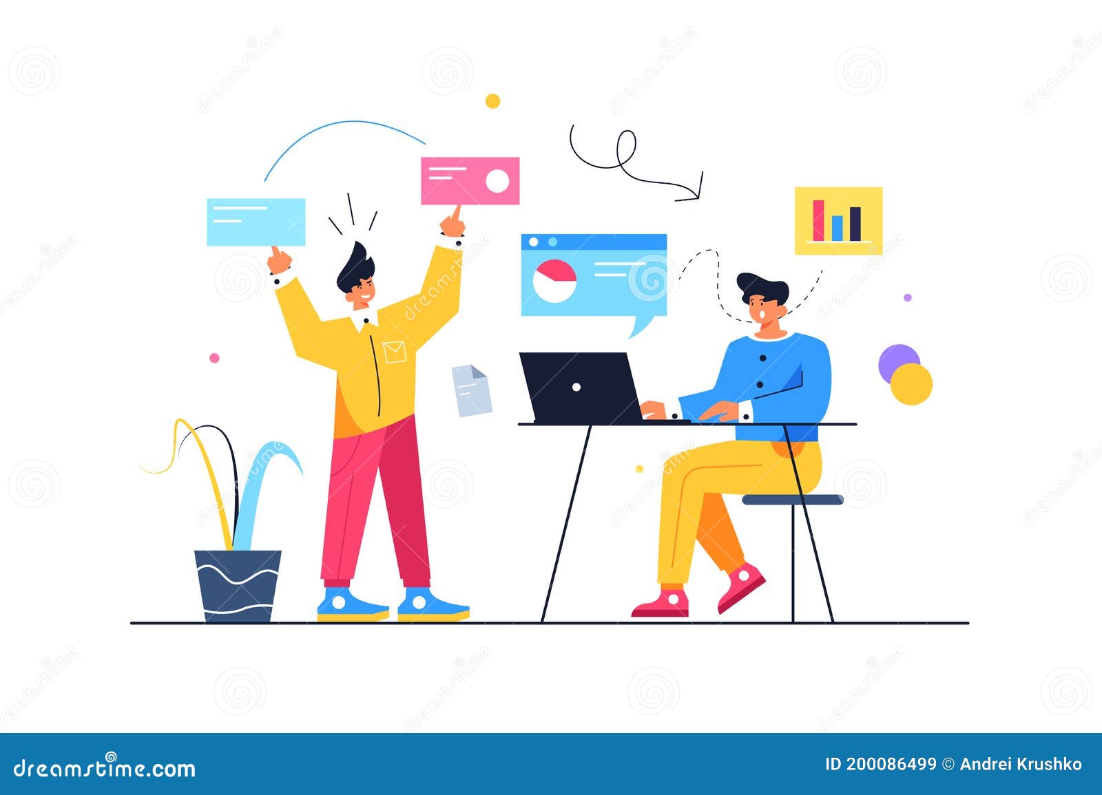 Two Guys are Involved in Process Control through Virtual Bubbles Stock ...