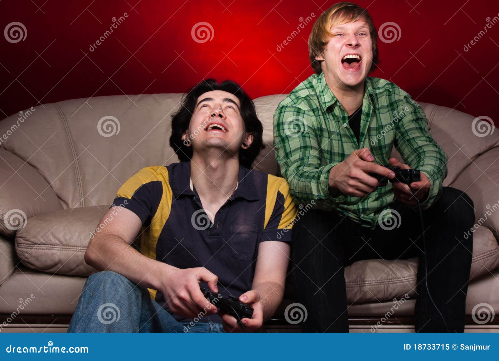 Two Guys Playing Video Games Stock Image - Image of control, effort ...