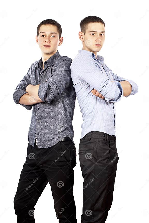 Two guys posing isolated stock photo. Image of person - 25061320