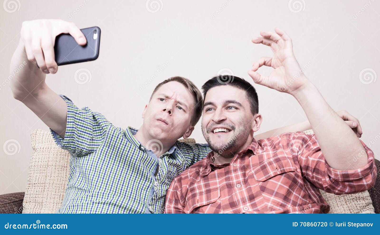 Two guys taking selfie stock photo. Image of friendship - 70860720