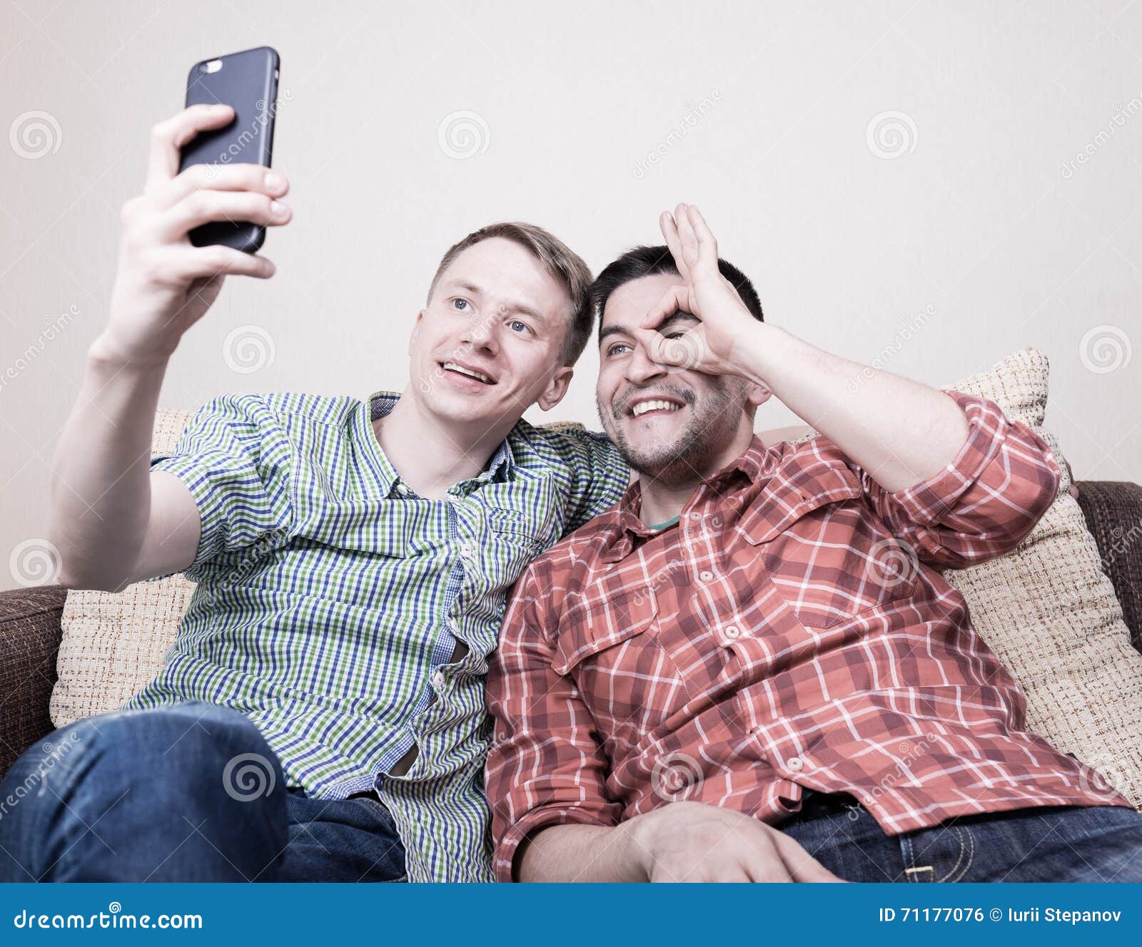 Two guys taking selfie stock photo. Image of friendship - 71177076