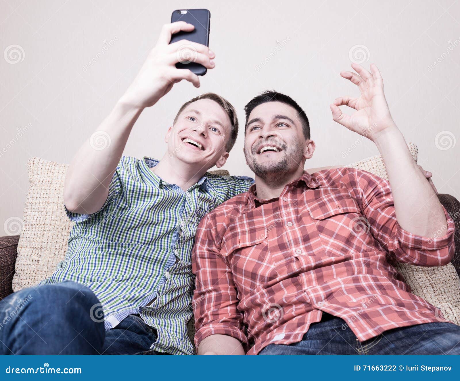 Two guys taking selfie stock photo. Image of white, beautiful - 71663222