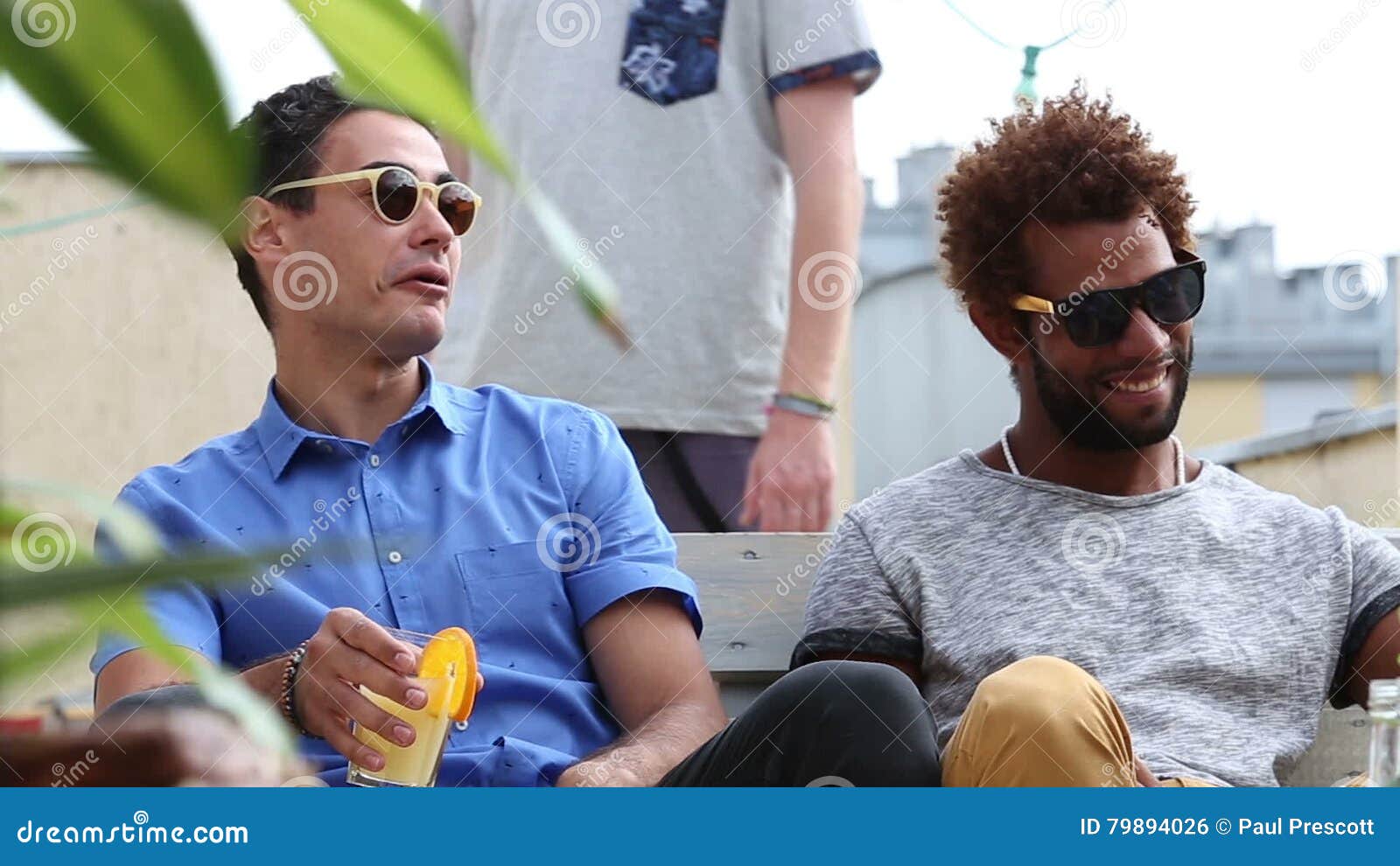 Two Guys Talking at Rooftop Party Stock Footage - Video of male ...