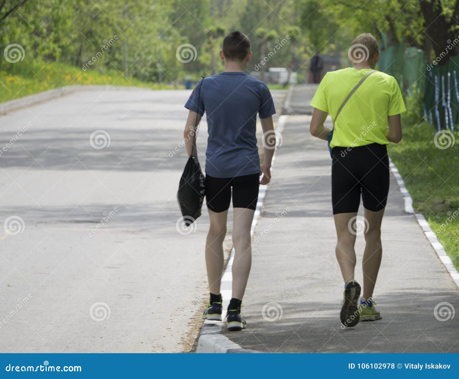Two Guys are Walking Home after a Workout Editorial Stock Photo - Image ...