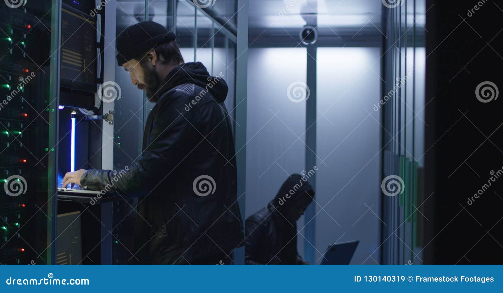 Two Hackers Beginning an Attack on Servers Stock Image - Image of data ...