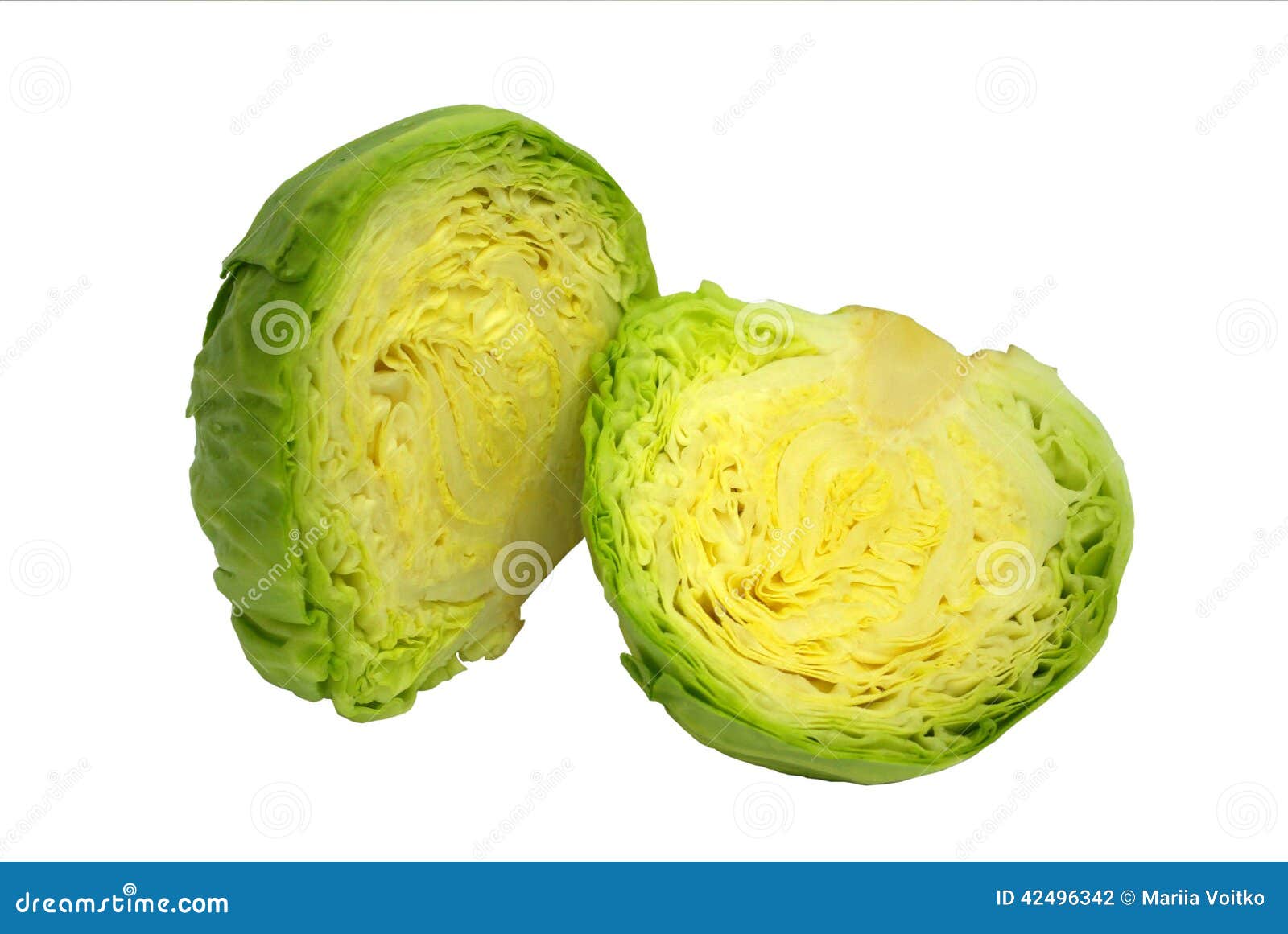 Two Half of Cabbage Isolated on White Stock Photo - Image of consumer ...