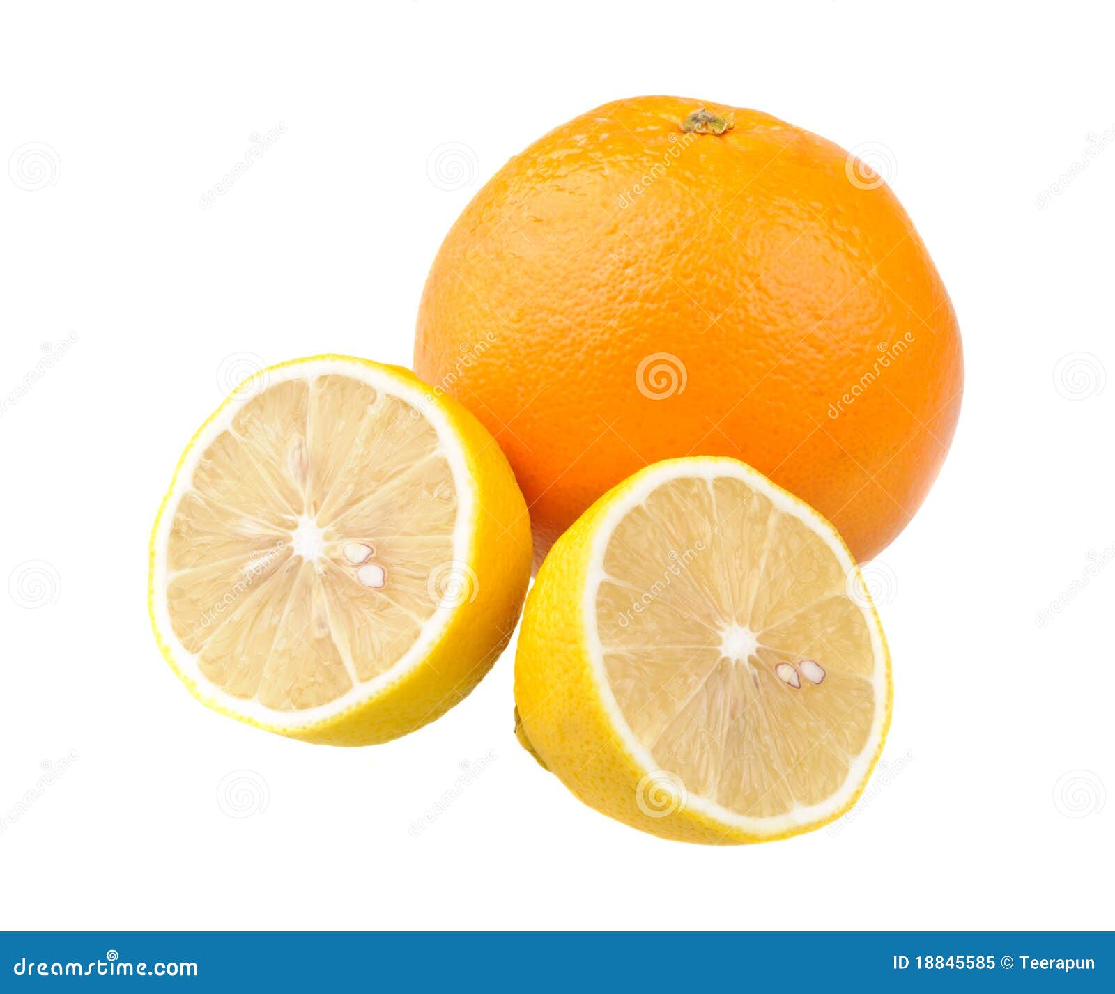 Two Half of Lemons and an Orange Stock Image - Image of nutritious ...