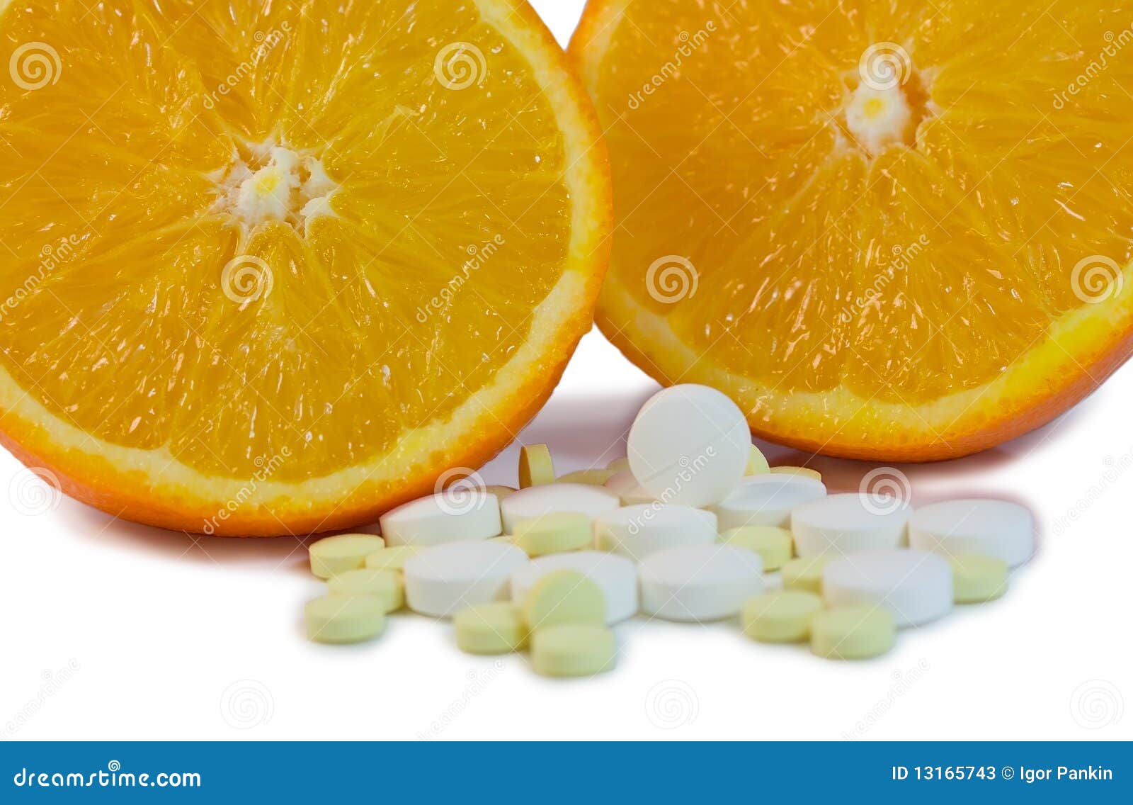 Two Half of Orange and Tablet Stock Image - Image of medical, food ...
