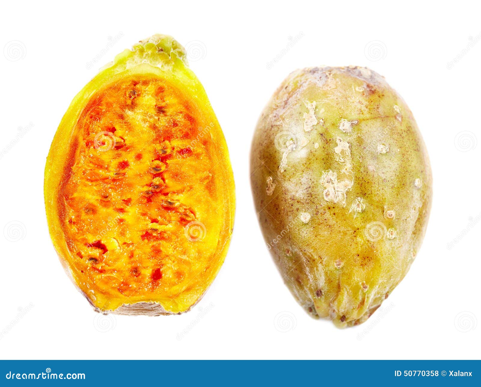 Two Half Pieces of Cactus Fruit on White Stock Photo - Image of pear ...