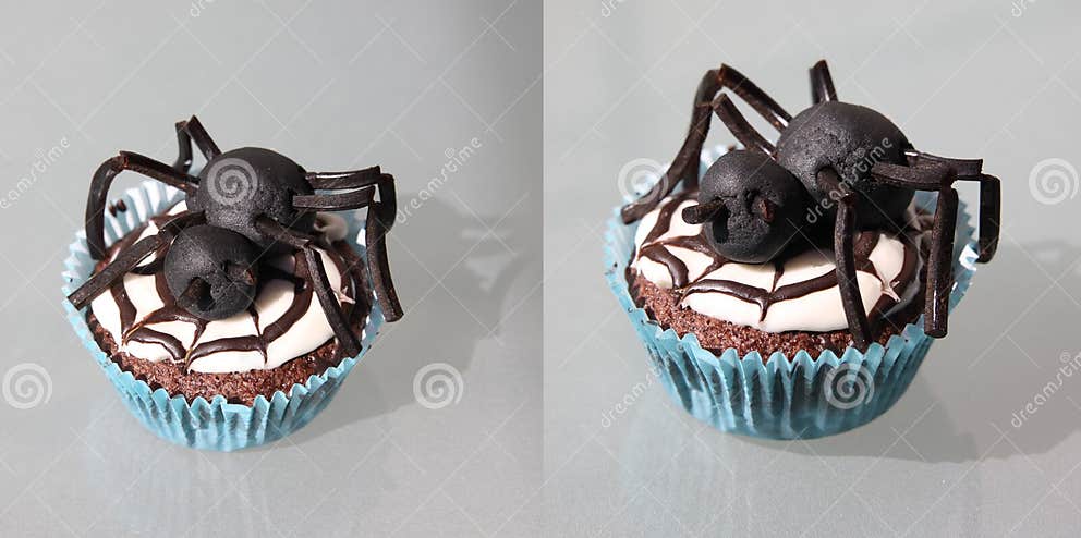 Two Halloween Spider Muffins Stock Photo - Image of blue, calories ...