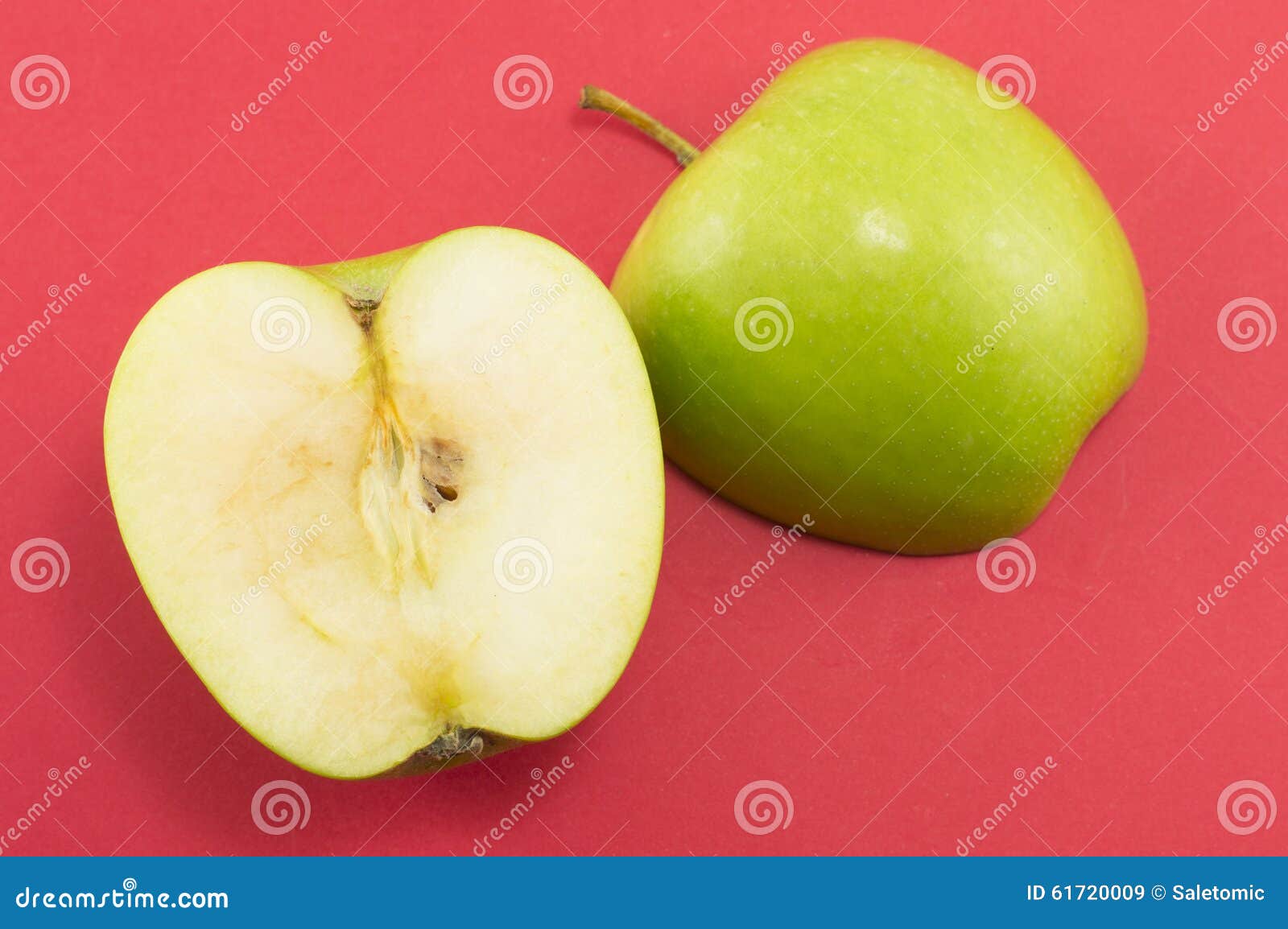 Two Halves of an Apple on Red Background Stock Image - Image of halves ...
