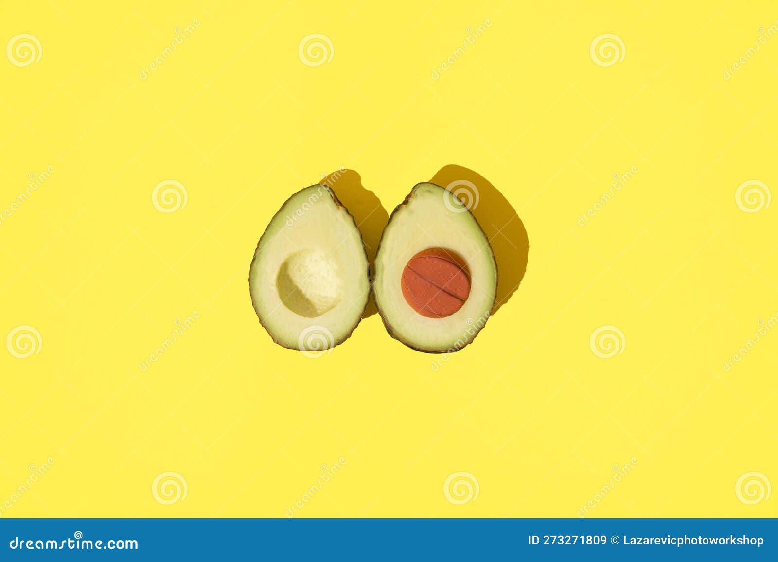 Two Halves of a Avocado with a Basketball Stock Image - Image of ...