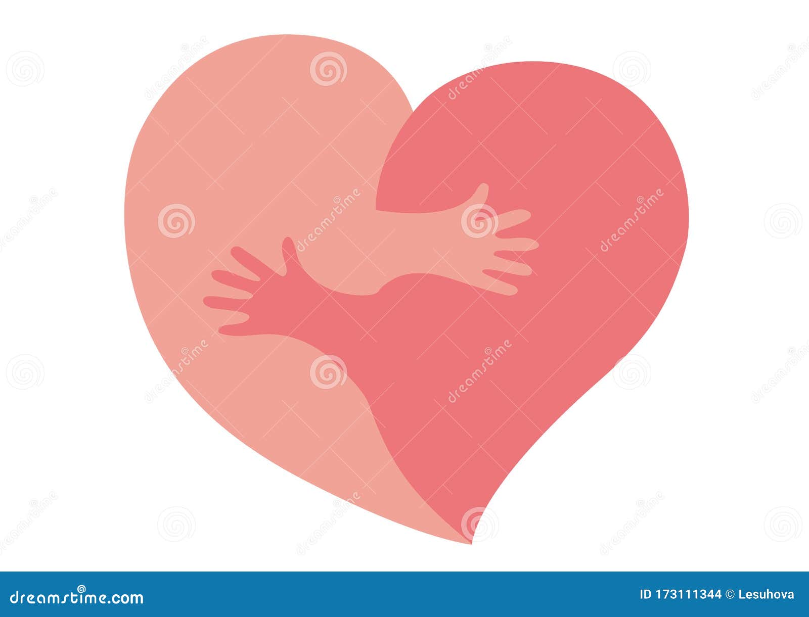 Two Halves of a Heart Hug Each Other with Hands Stock Illustration ...