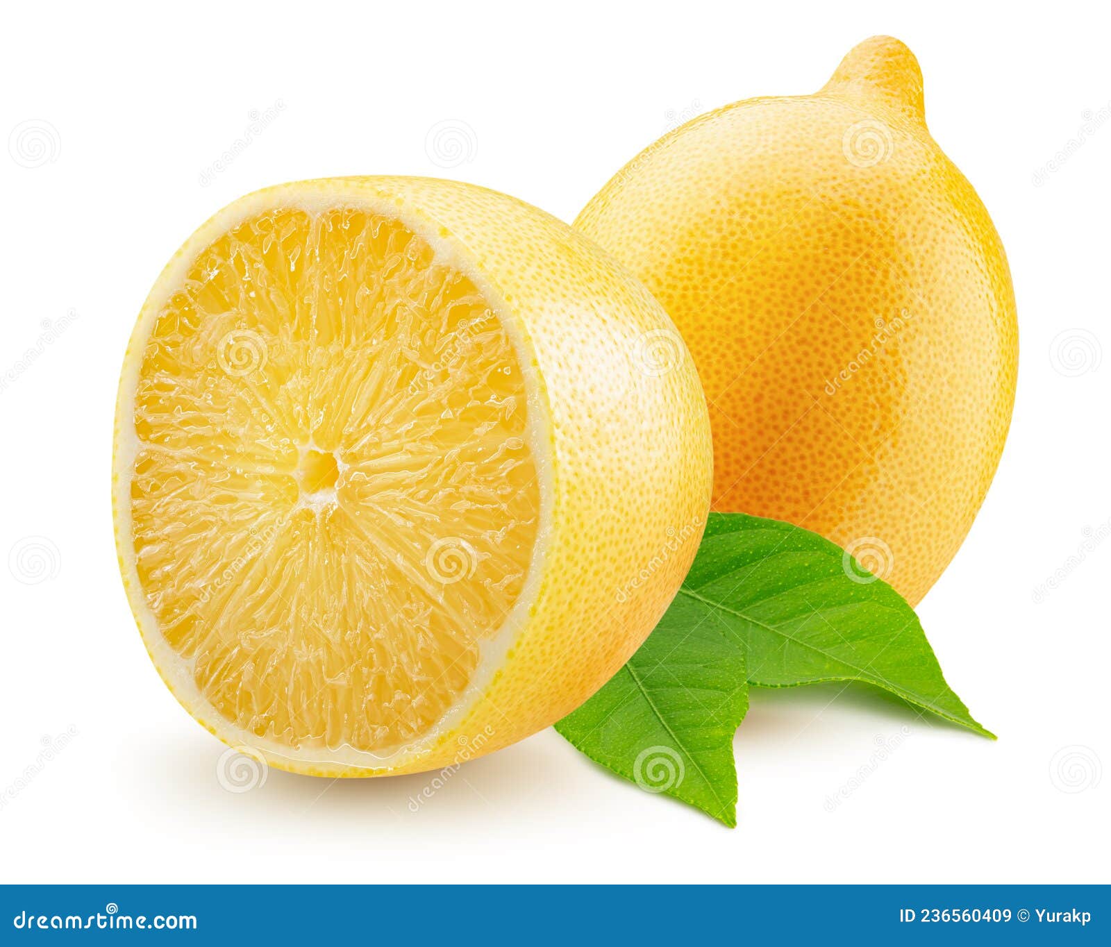Two Halves of Lemon with Leaves Isolated on a White Background Stock ...