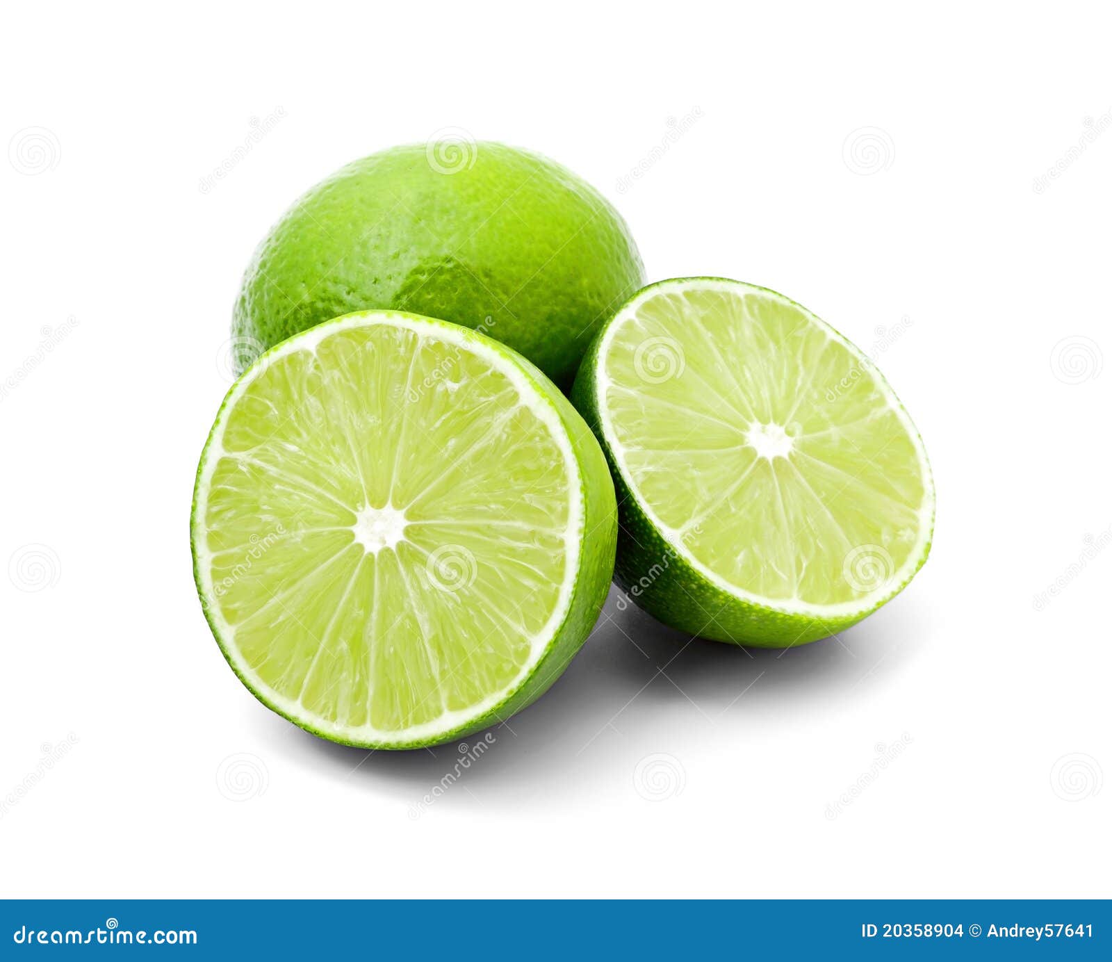 Two Halves of Lime and One Whole Lime Stock Photo - Image of green ...