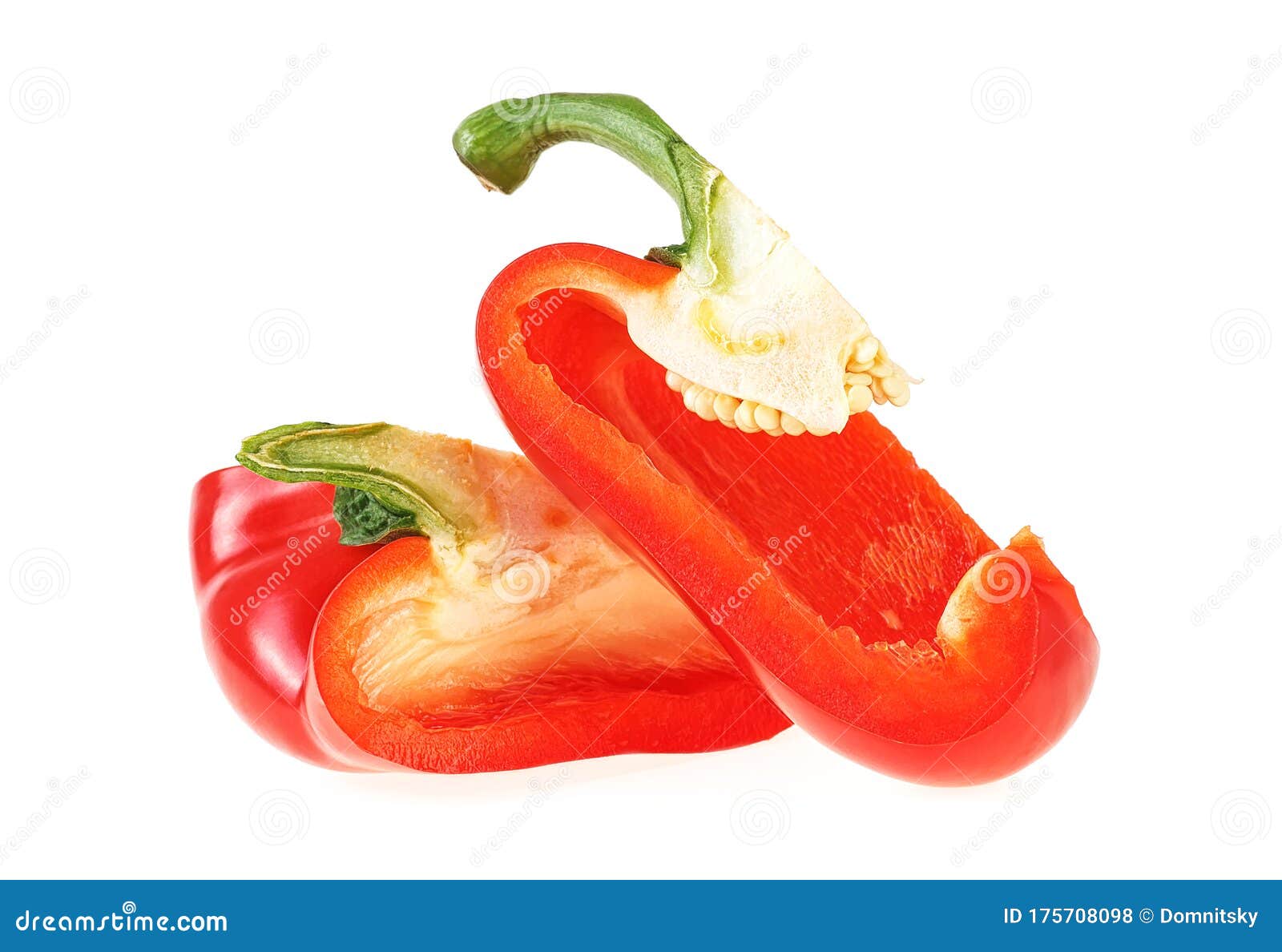 Two Halves of Red Bell Pepper on White Background Stock Photo - Image ...