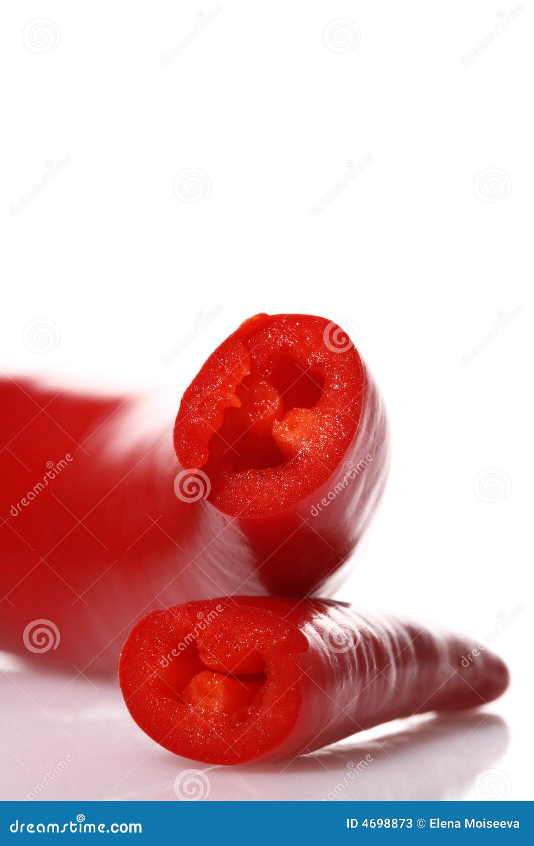 Two Halves Red Hot Chilli Chilies Pepper on White Stock Image - Image ...