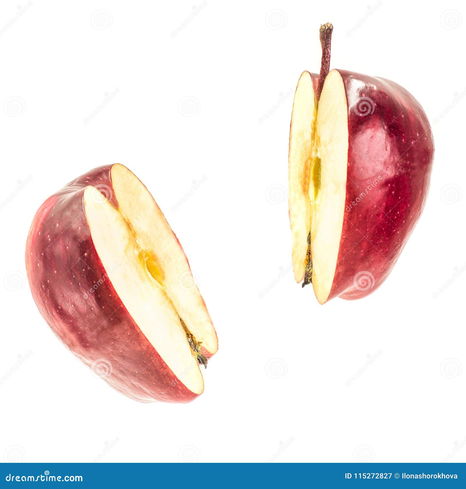 Two Halves of a Red Ripe Apple Isolated on White Stock Image - Image of ...