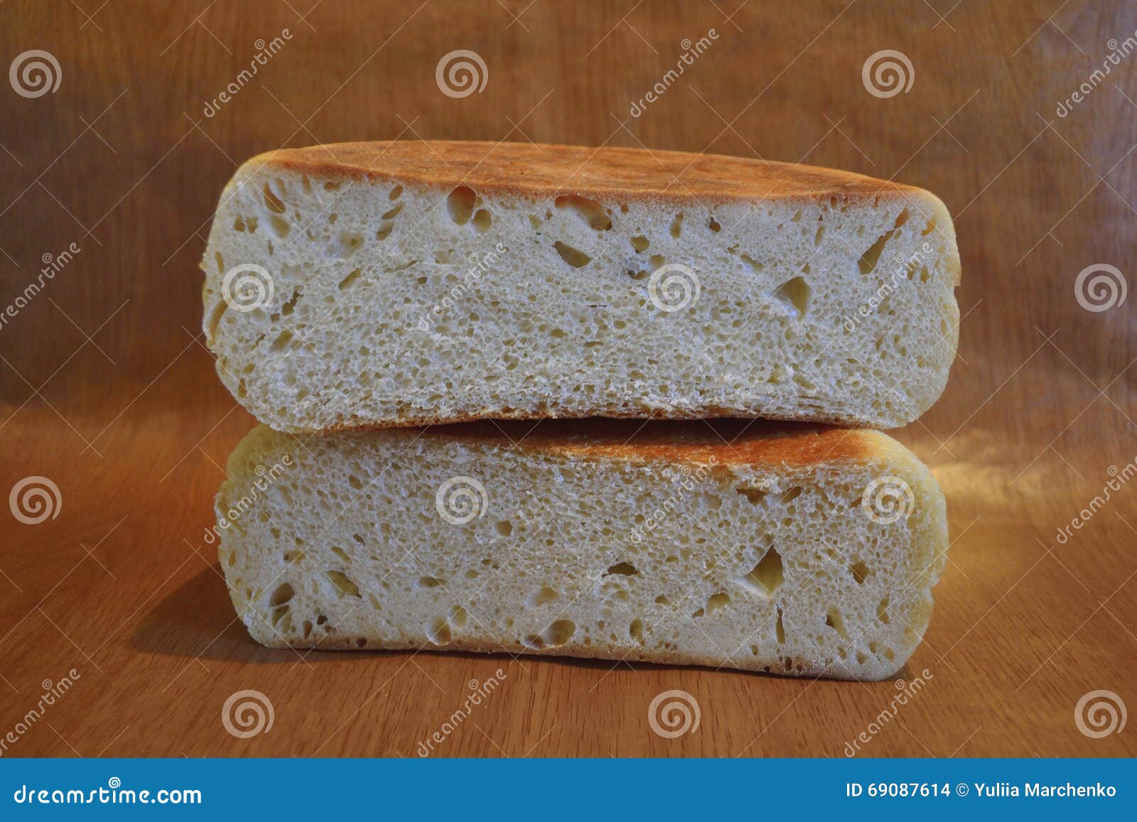 The Two Halves of the Round Bread Stock Photo - Image of loaf, white ...