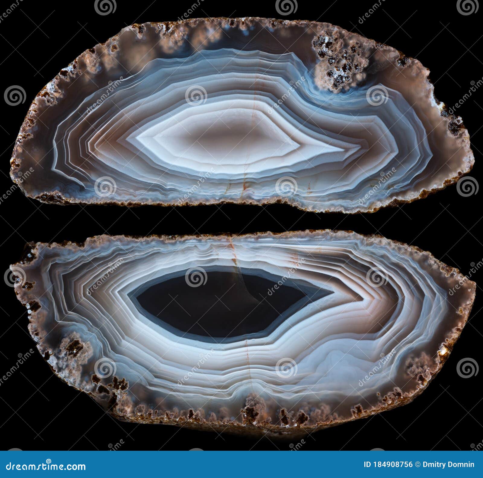Two Halves of White-brown Agate Geode Stock Photo - Image of beautiful ...