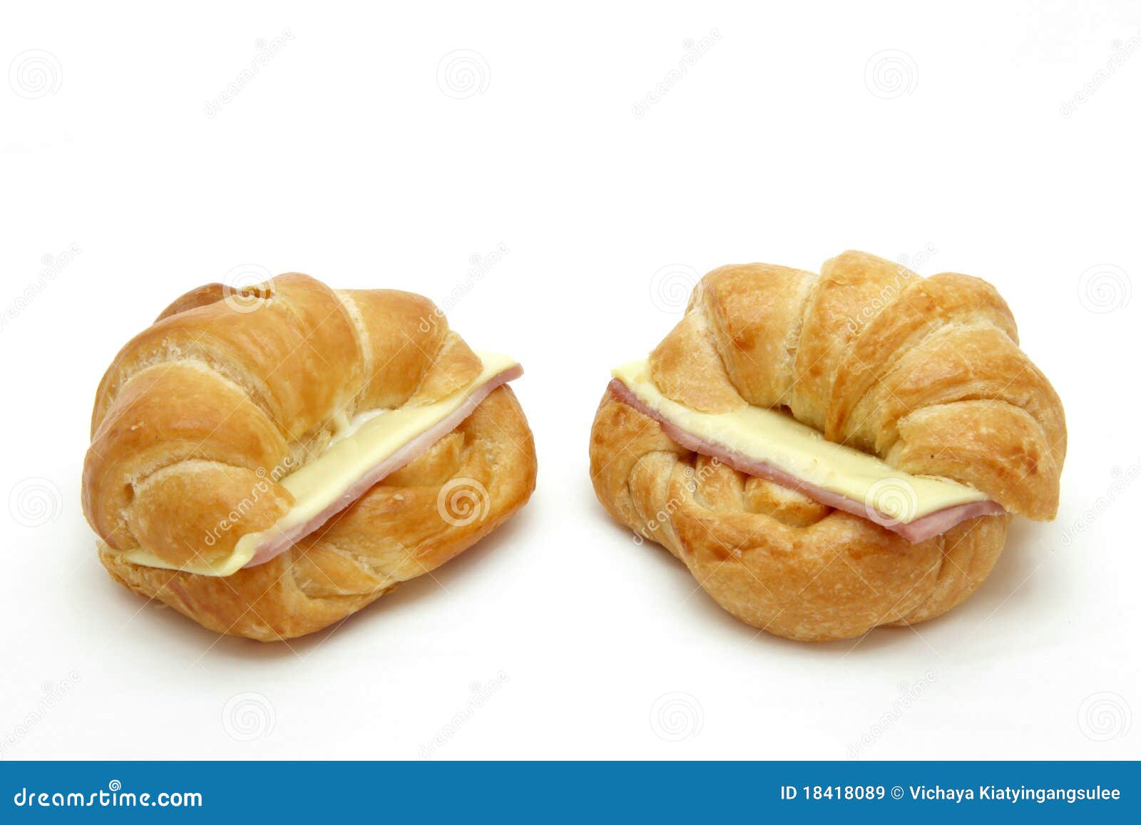 Two Ham Cheese croissants stock image. Image of golden - 18418089