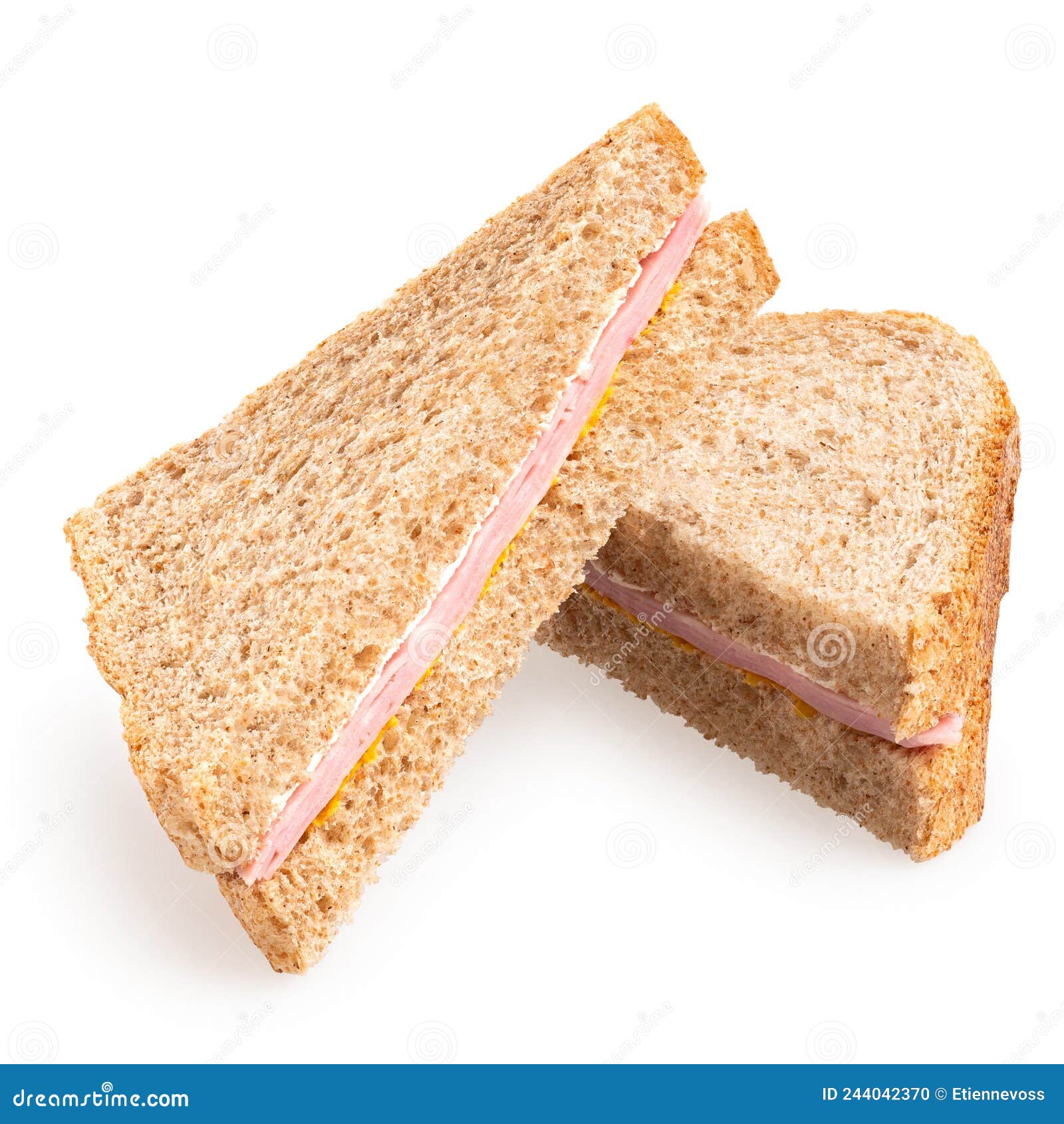 Two Ham and Mustard Wholewheat Triangle Sandwiches Stock Photo - Image ...