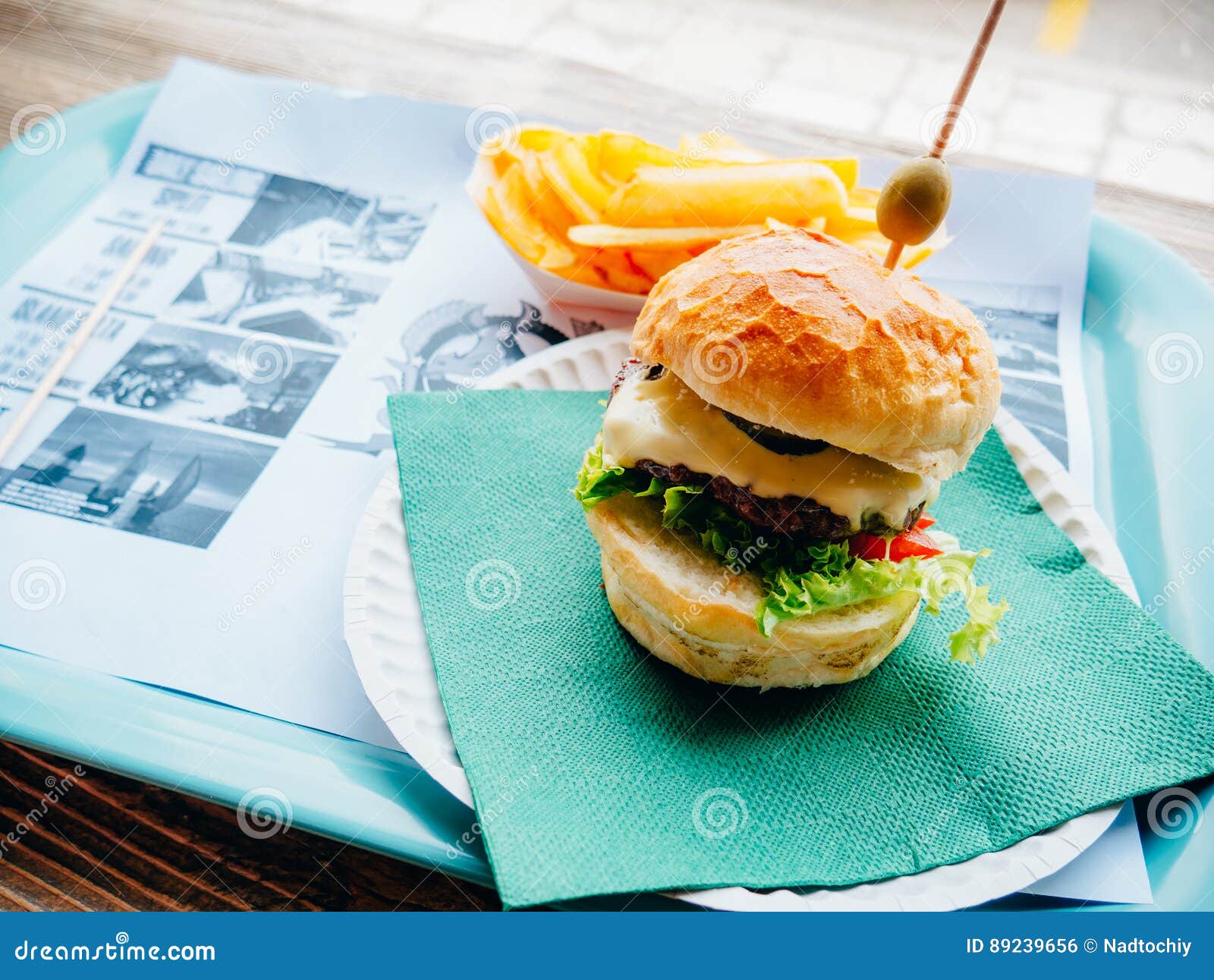 Two Hamburger on a Tray in a Cafe. Burger Cafe in Split, on the Stock ...