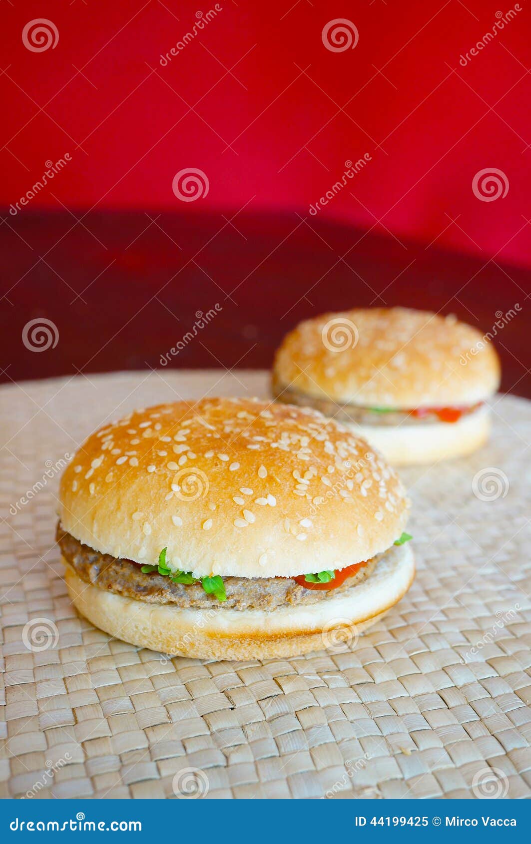 Two hamburgers stock image. Image of burger, ketchup - 44199425