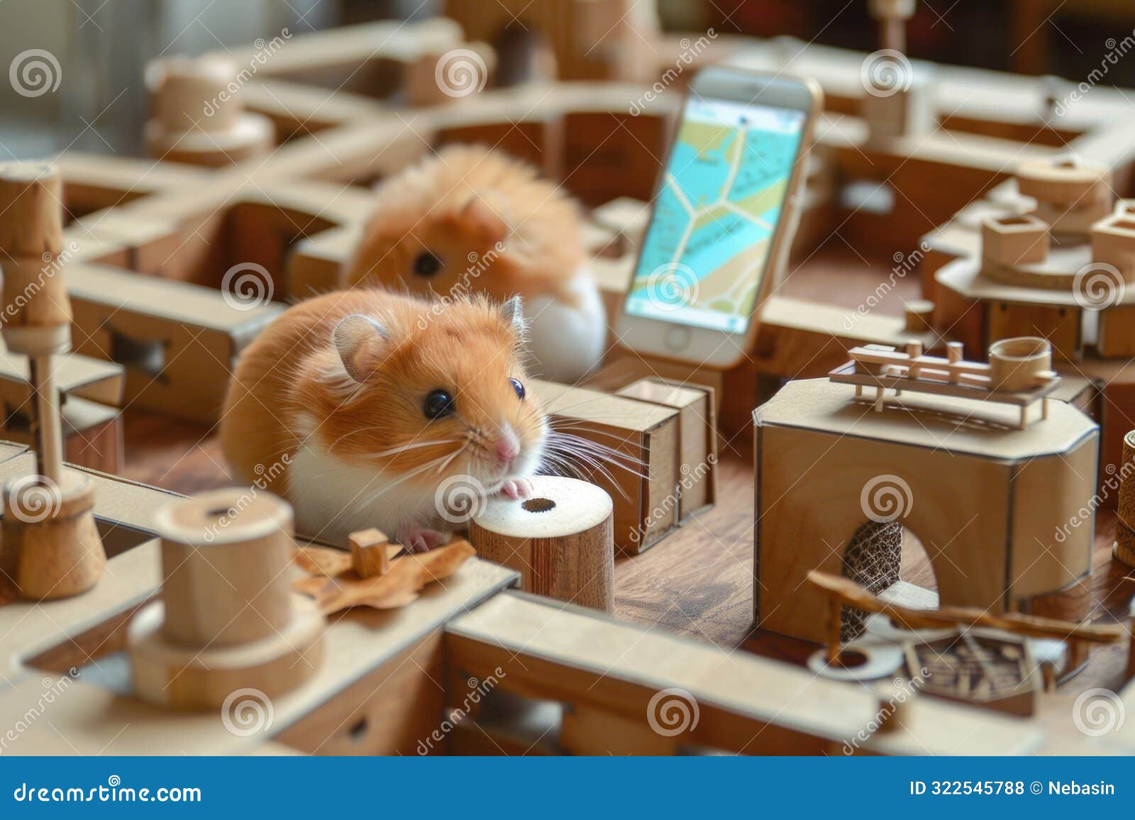 Two Hamsters Explore a Miniature Cardboard City, Navigating through ...