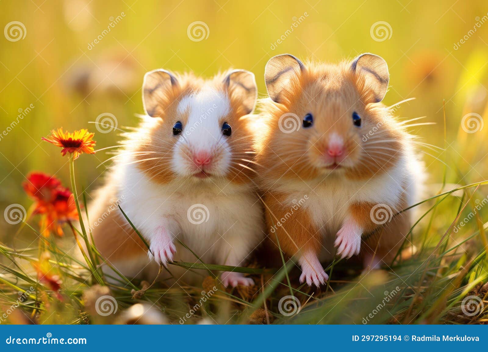 Two Hamsters in Soft Grass, Background Wallpaper Stock Photo - Image of ...