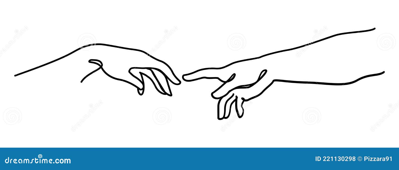 Two Hand Adam and God Continuous Line Art Vector Stock Vector ...