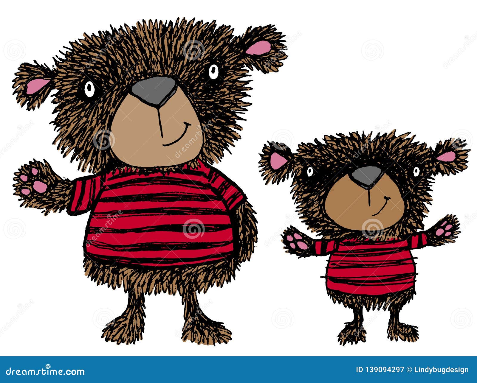 Two Hand Drawn Scruffy Bears Stock Vector - Illustration of hand ...