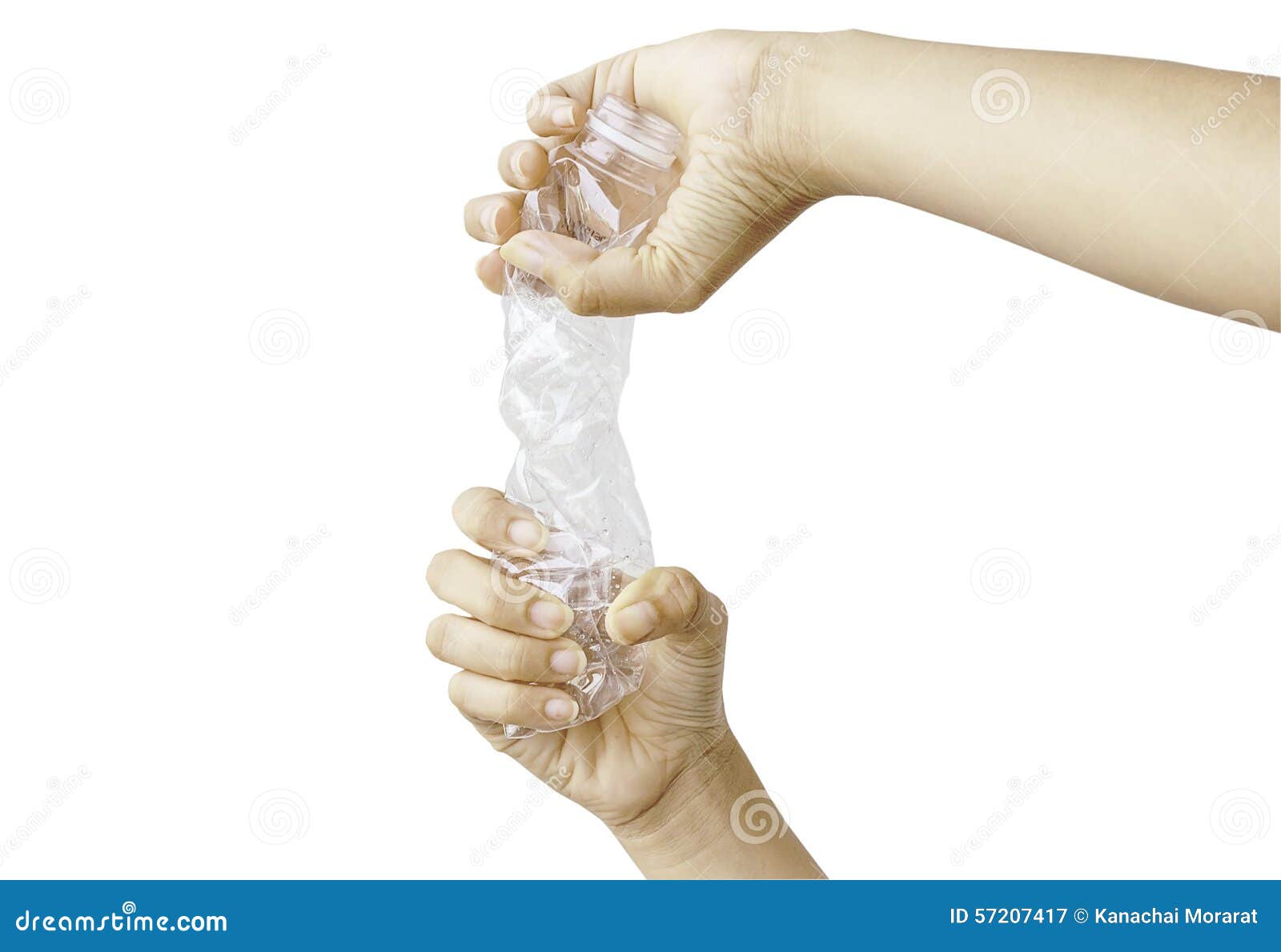 Two Hand Grab and Twist Plastic Bottle Isolate on White Stock Image ...