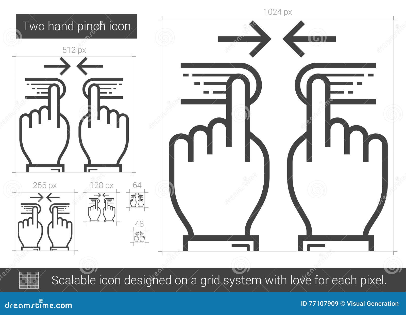 Two Hand Pinch Line Icon. Vector Illustration | CartoonDealer.com ...