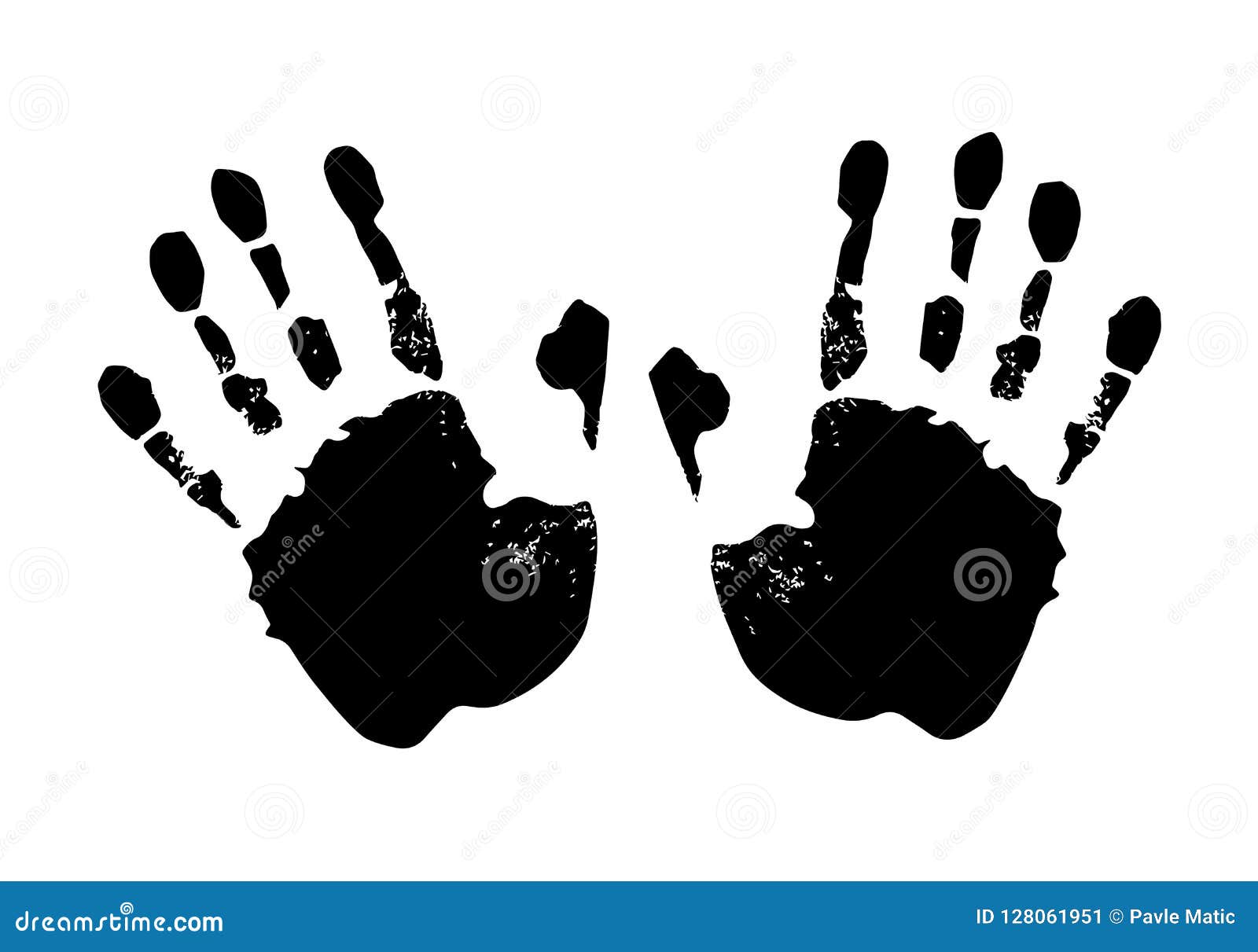 Two hand prints on white stock vector. Illustration of symbol - 128061951