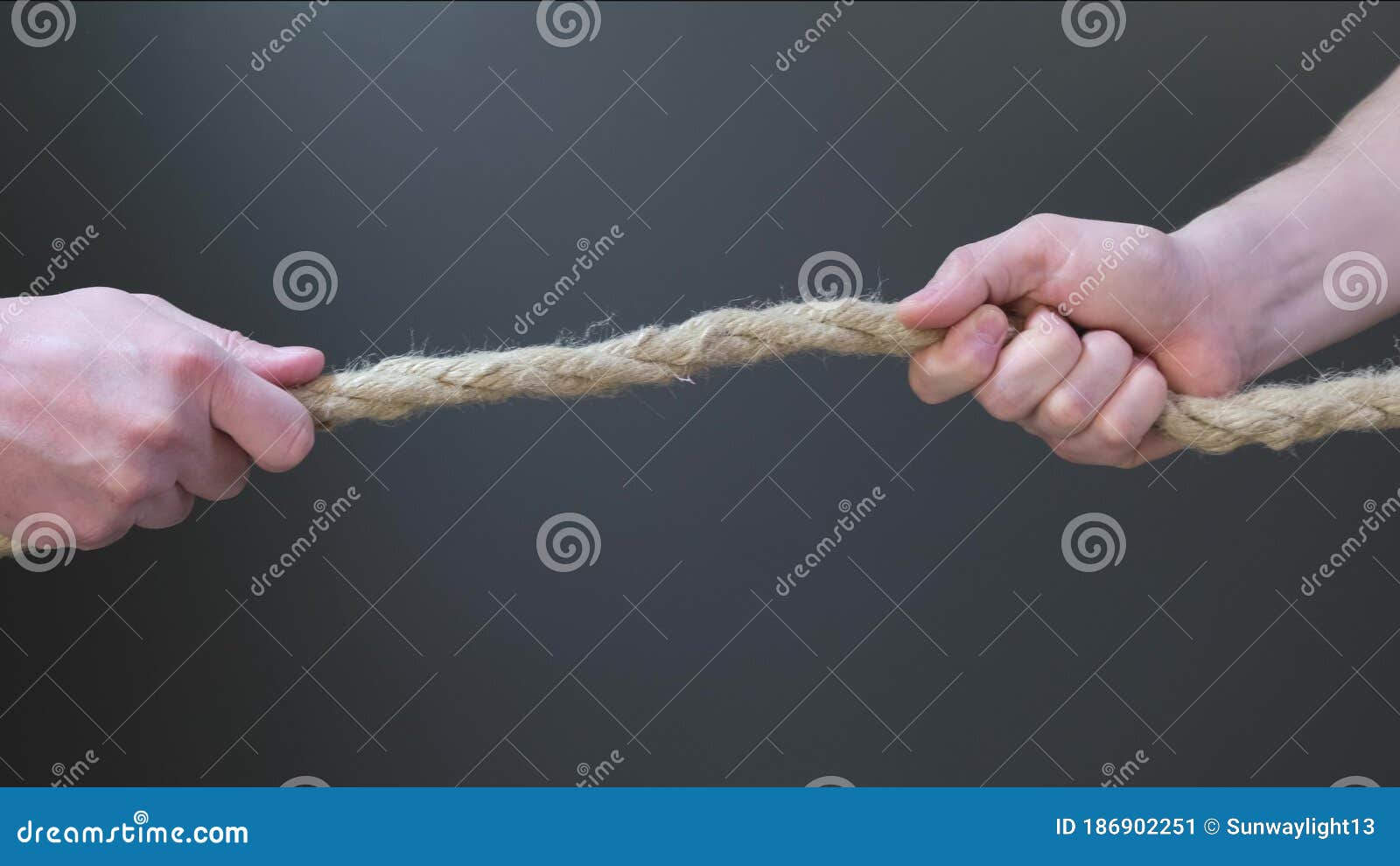 Two Hand Pull the Rope on Black Background Stock Image - Image of ...
