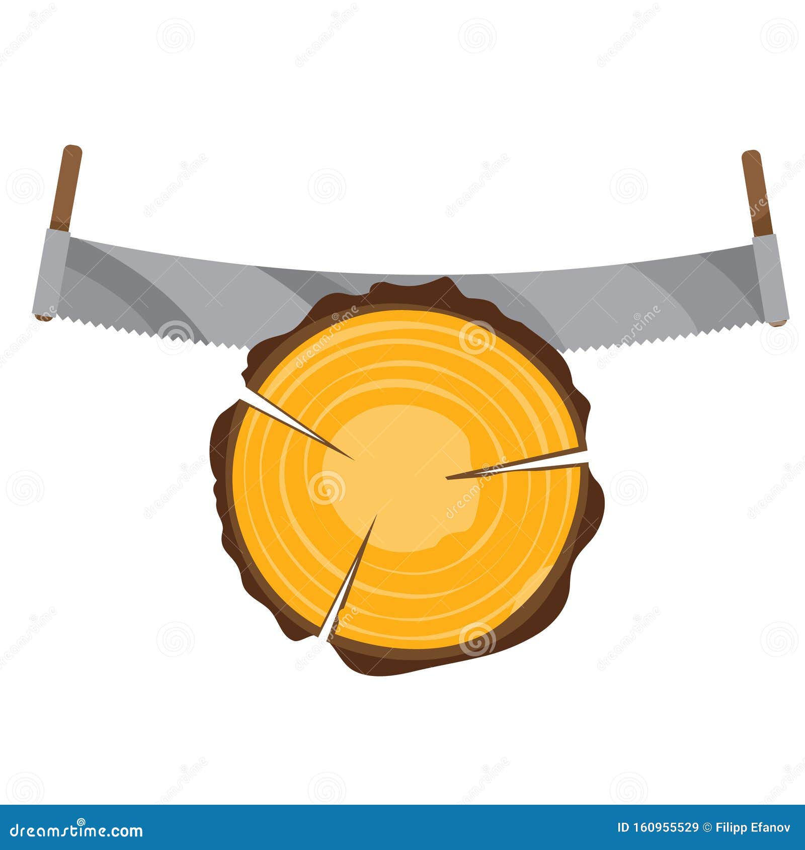 Two-hand Saw and Tree Stump Stock Illustration - Illustration of wood ...