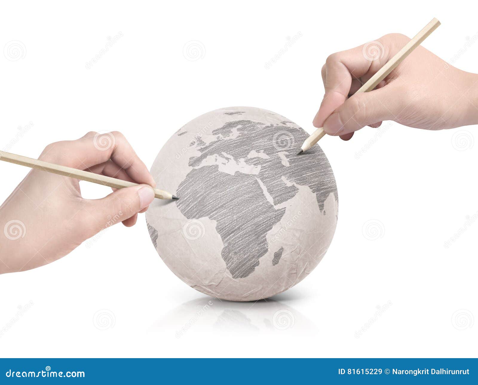 Two Hand Shade Drawing Europe Map on Paper Ball Stock Image - Image of ...
