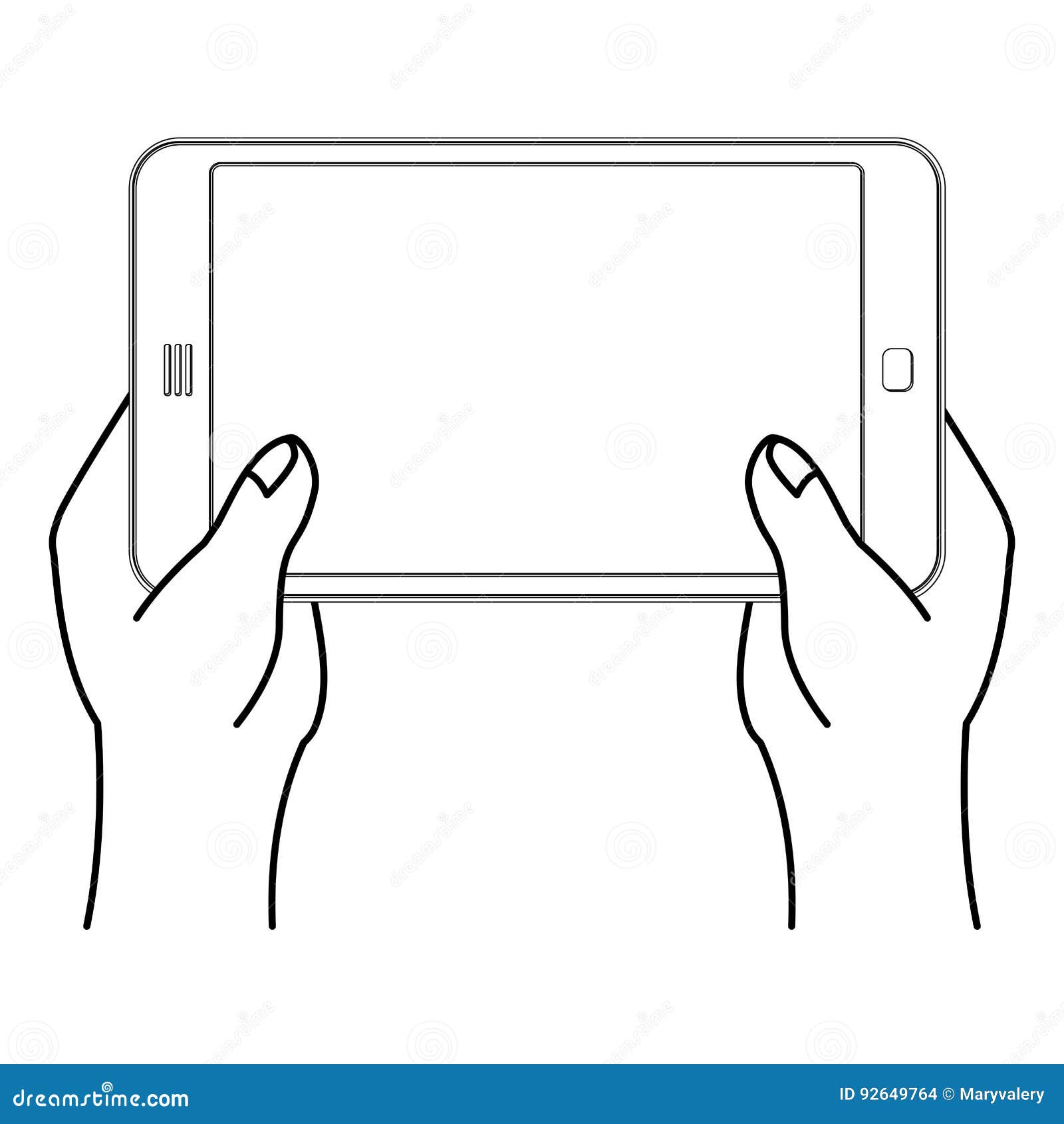 Two Hand and Tablet Smartphone. Man is Holding Mobile Phone Stock ...