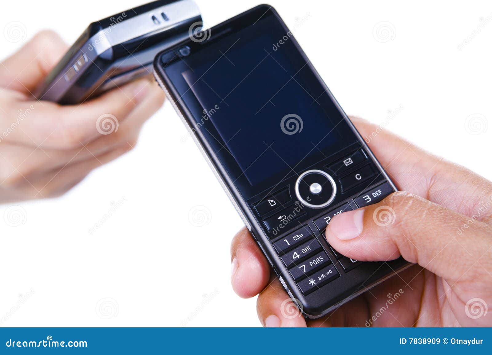 Two Hand Using Mobile Phones Stock Image - Image of blue ...