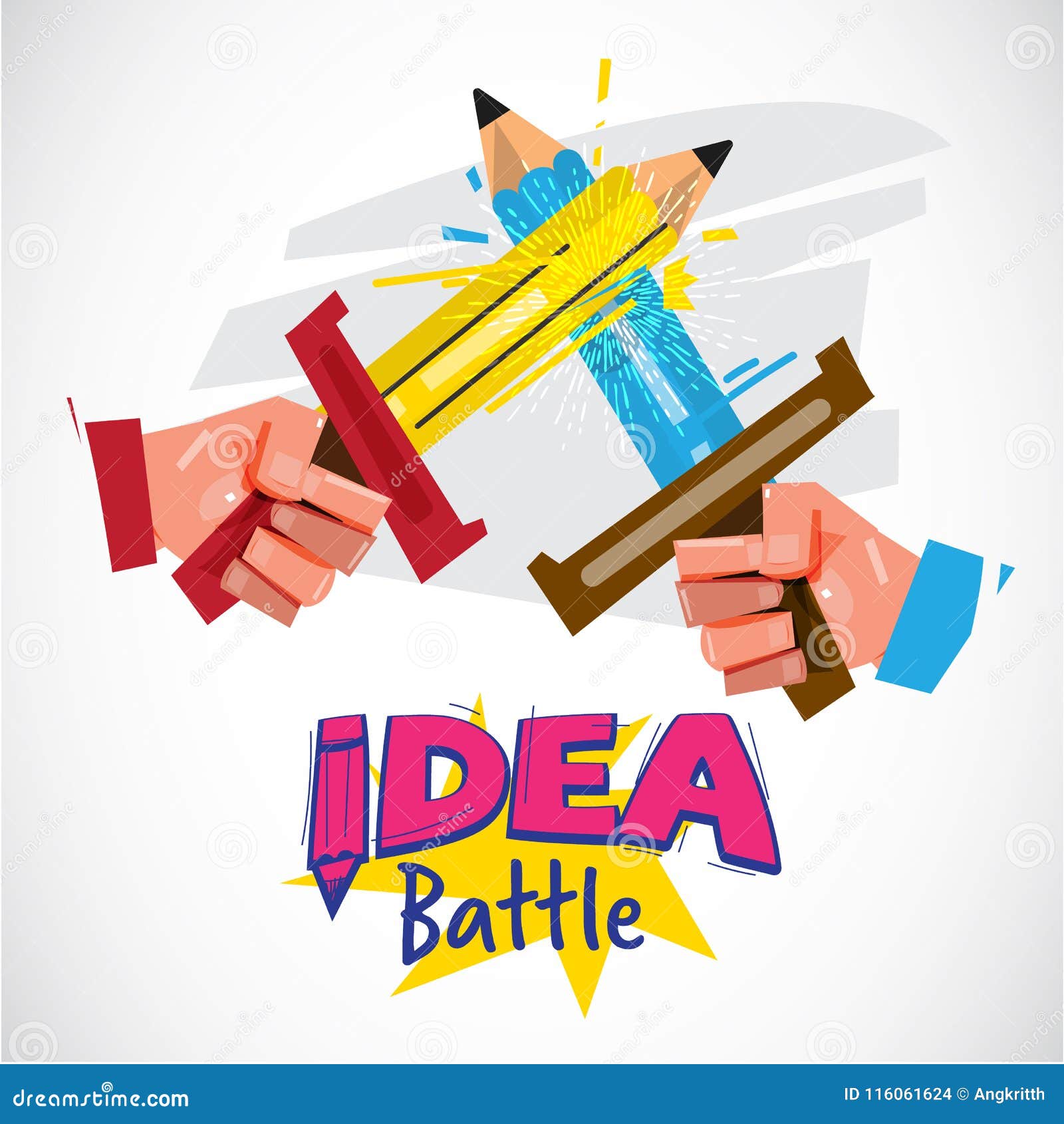 Two Hand Using Pencil As Sword Fighting. Idea Battle or Creativ Stock ...