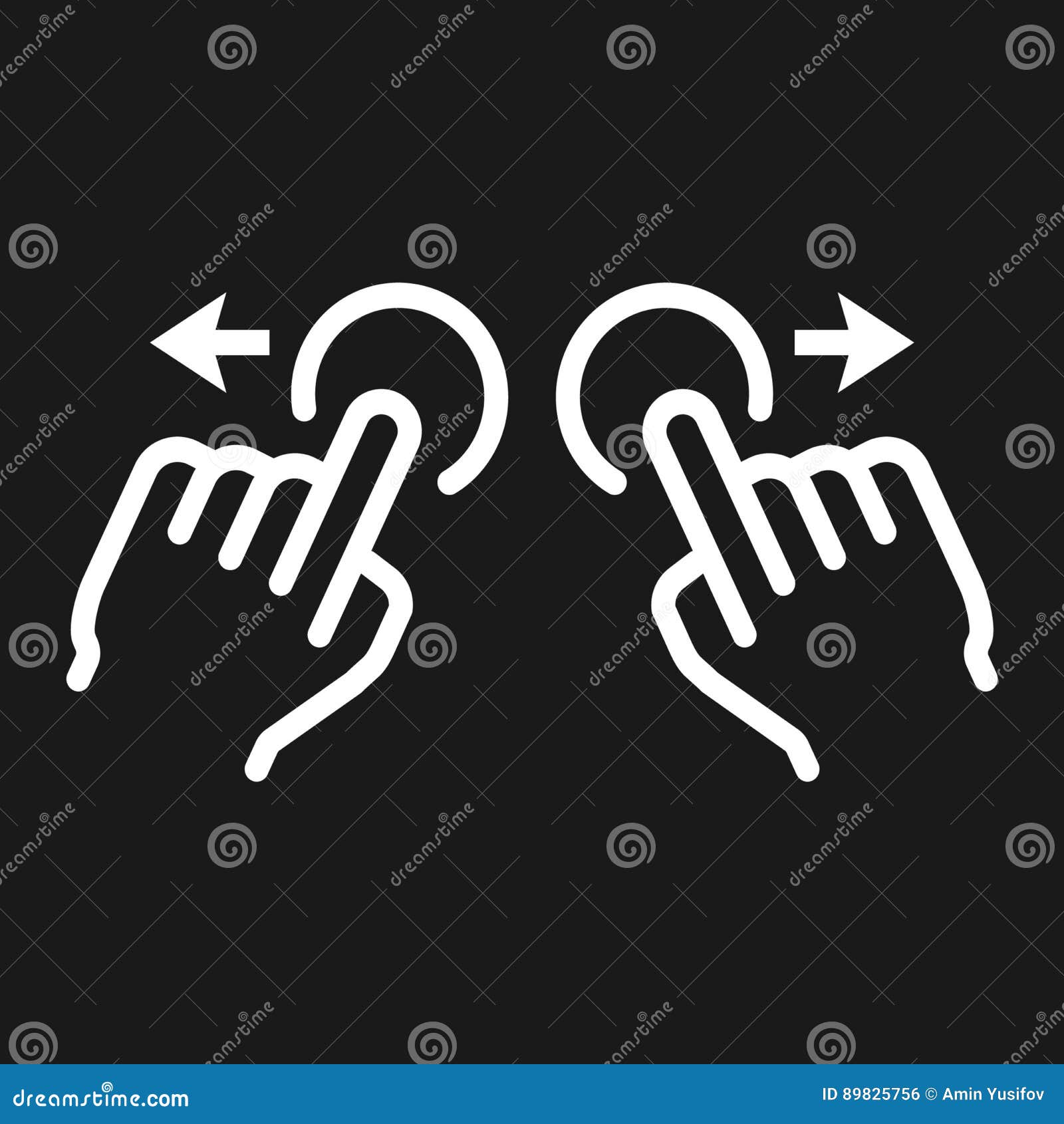 Two Hand Zoom in Line Icon, Touch and Gesture Stock Vector ...