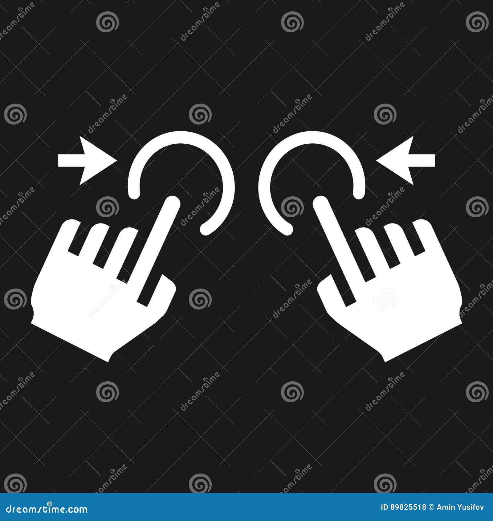 Two Hand Zoom Out Solid Icon, Touch and Gesture Stock Vector ...