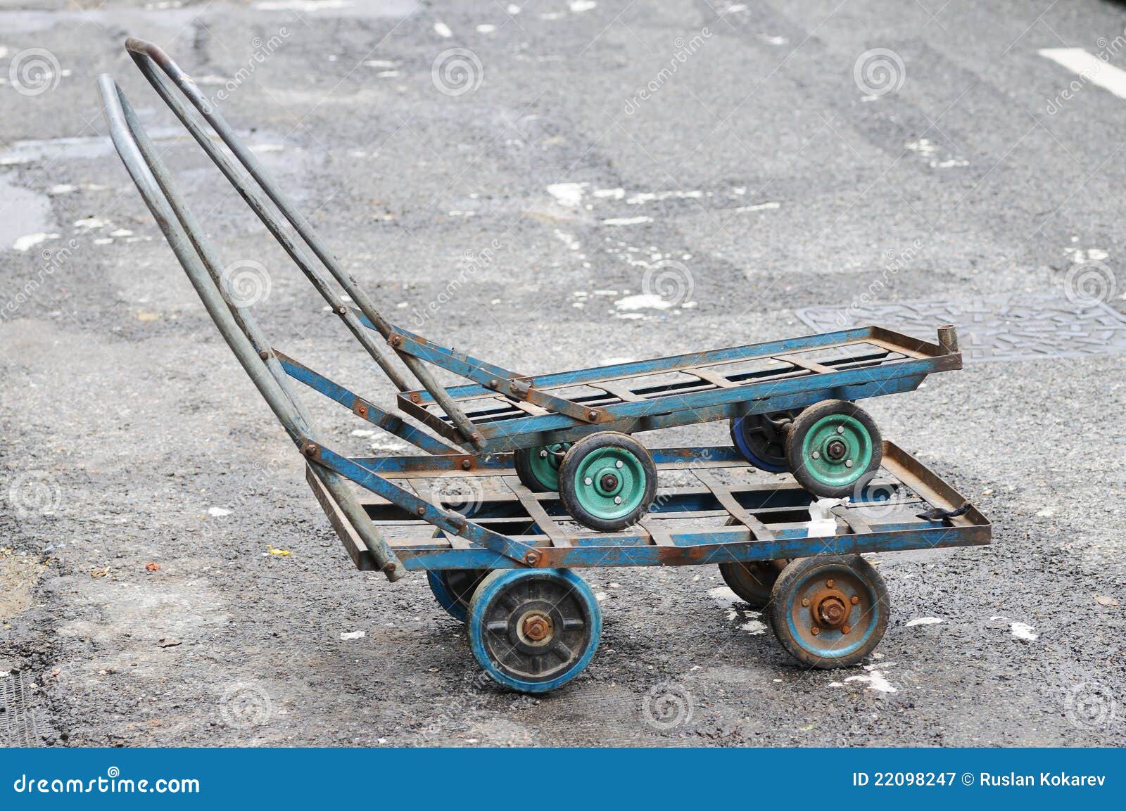 Two handcarts. stock image. Image of blue, carrying, concrete - 22098247