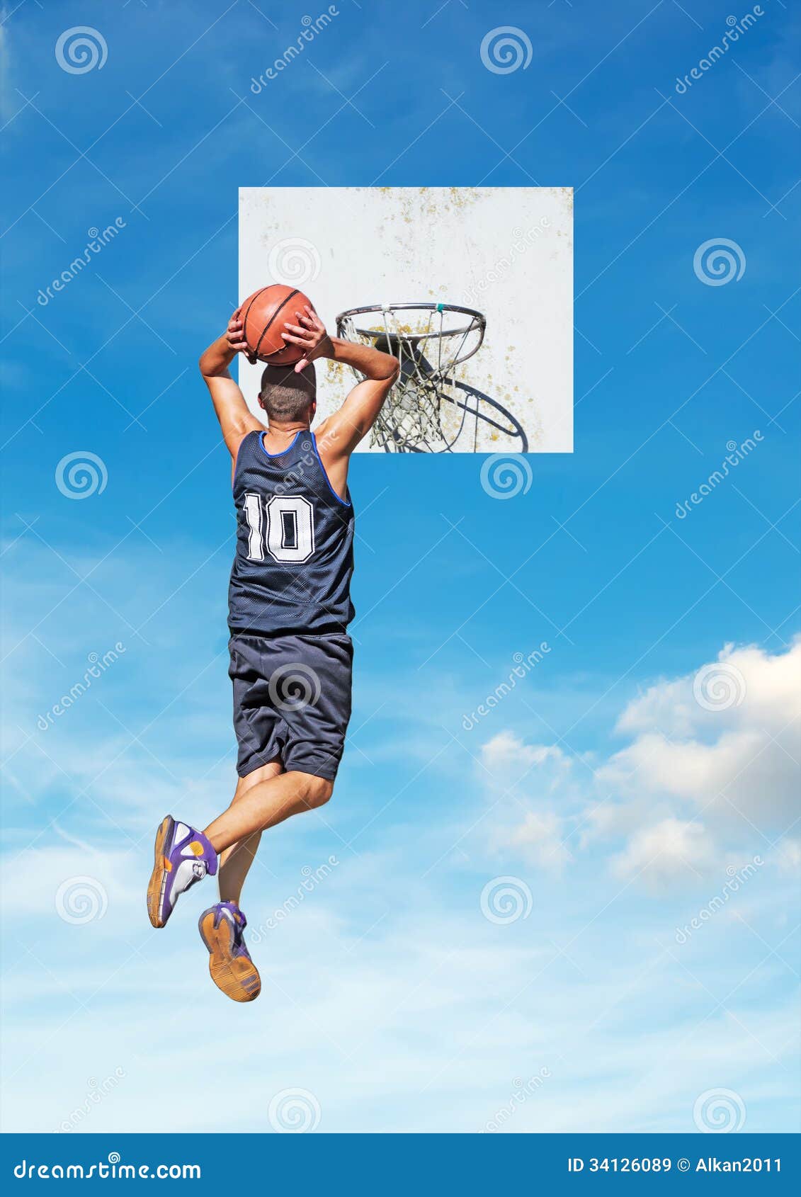 Two-handed dunk stock image. Image of play, dunk, healthy - 34126089