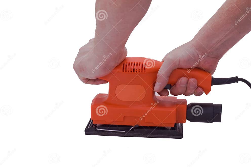 Two handed sander stock image. Image of finger, caucasian - 11554379